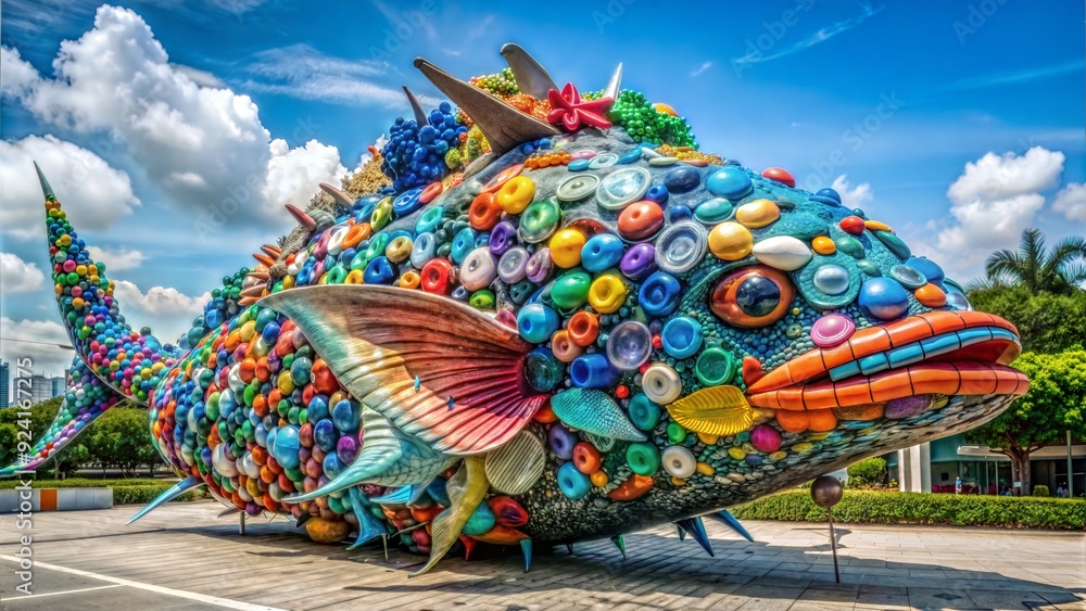 Giant Fish Sculpture Made from Recycled Plastic Trash Displayed ...
