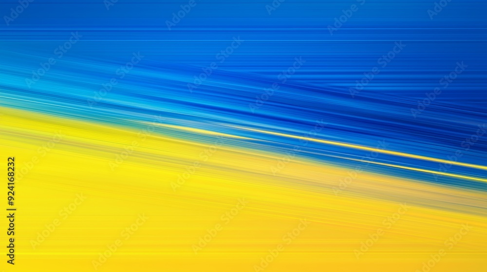 Blue and yellow diagonal lines merge to create a vibrant abstract ...