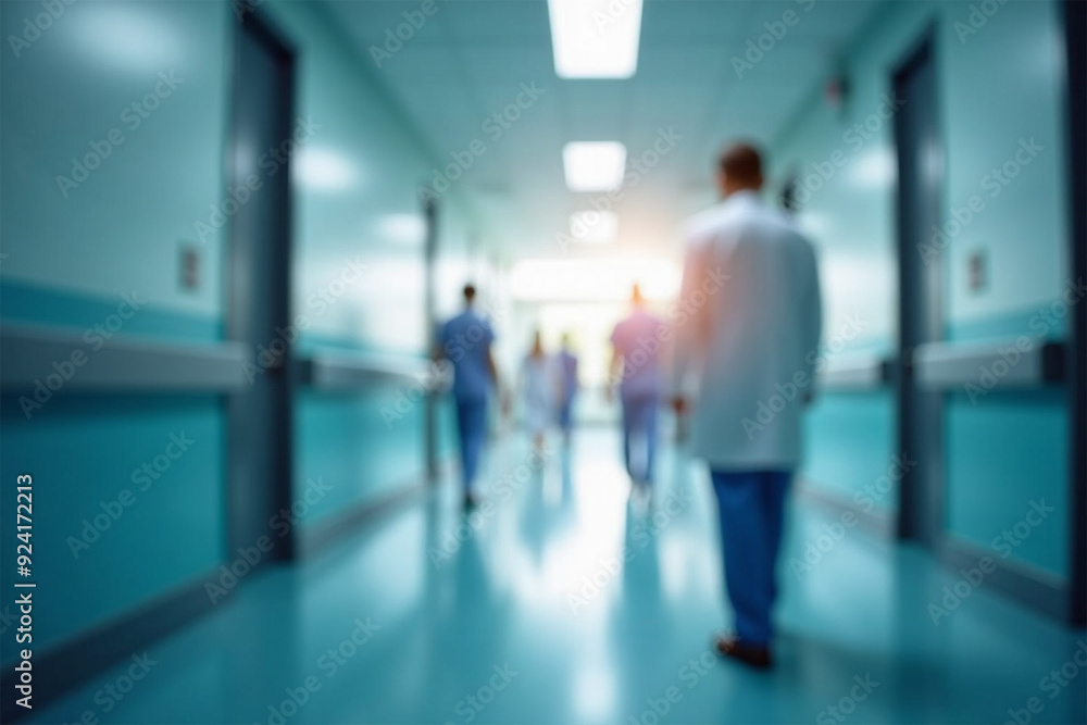 Blurred Hospital Interior with Doctor and Patient: Elegant Background ...