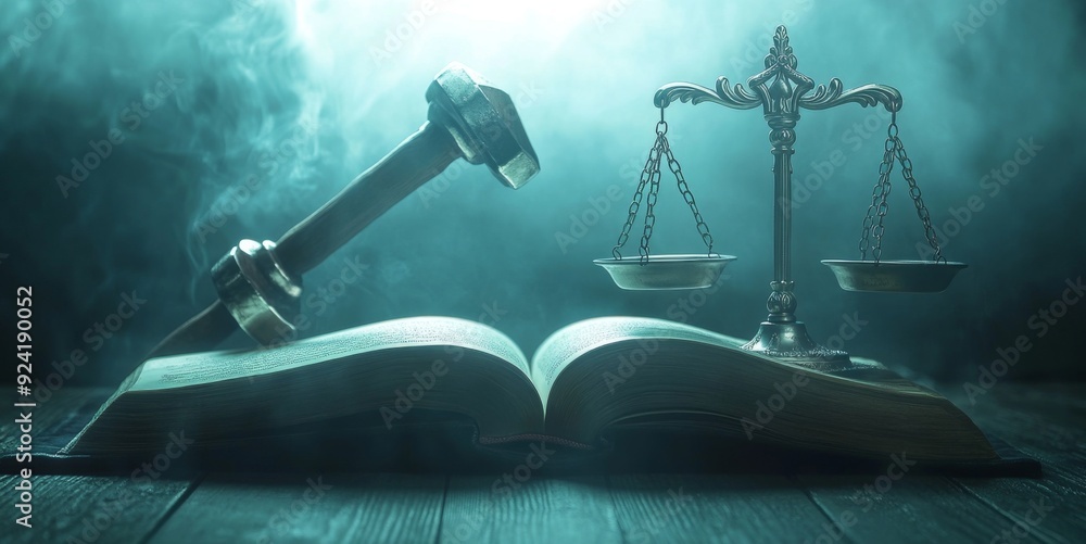 Symbols of Justice and Law: The Gavel, Books, and Scales of Balance ...