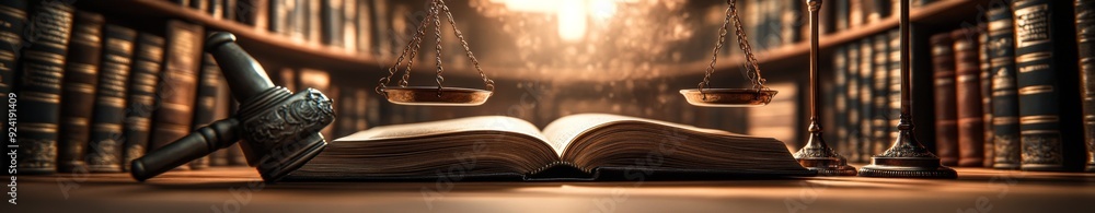 Symbols of Justice and Law: The Gavel, Books, and Scales of Balance ...