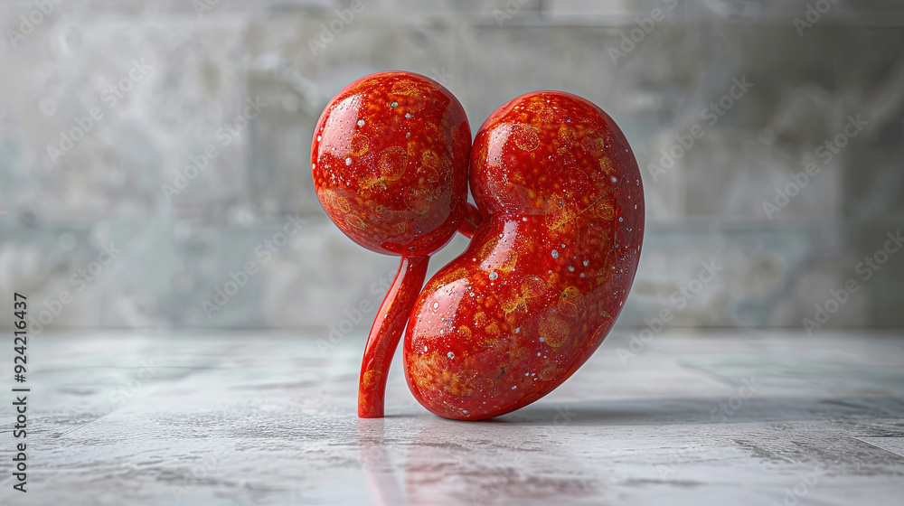 Red realistic normal healthy human kidneys organ in light background ...