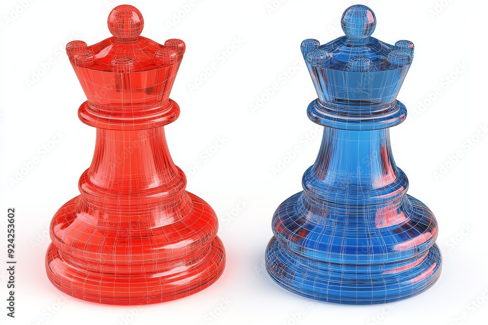 Red and Blue Chess Pieces on a Board Representing Strategic Thinking ...