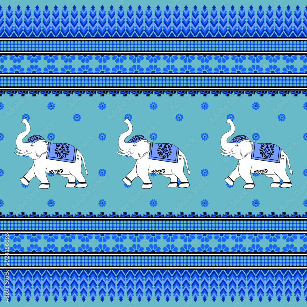Chang Blue Flower - Chang Thai Elephant Pattern, Native Thailand Fabric ...