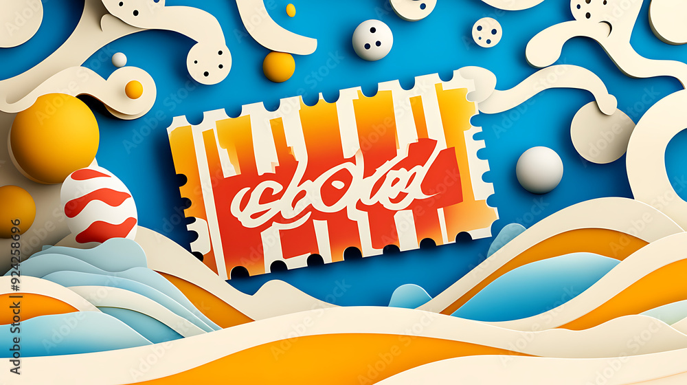 11. A stylized pop art image of a classic movie ticket, with bright ...