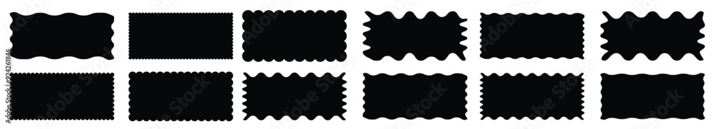 Rectangle shape frame with zigzag edge. Rectangular jagged curved box ...