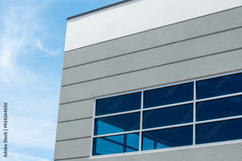 The exterior wall of a contemporary commercial style building with ...