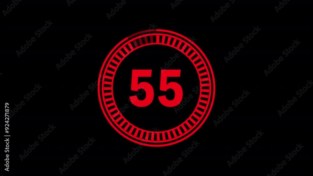 60 Seconds Countdown Timer Animation with red circular rings design, 60 ...