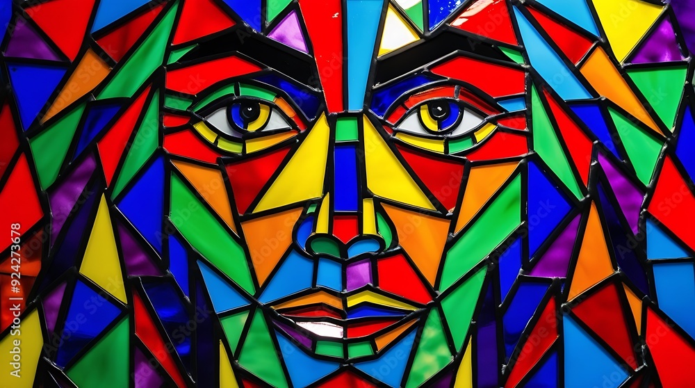 A digital mosaic of a female face made of glass, symbolizing the data ...