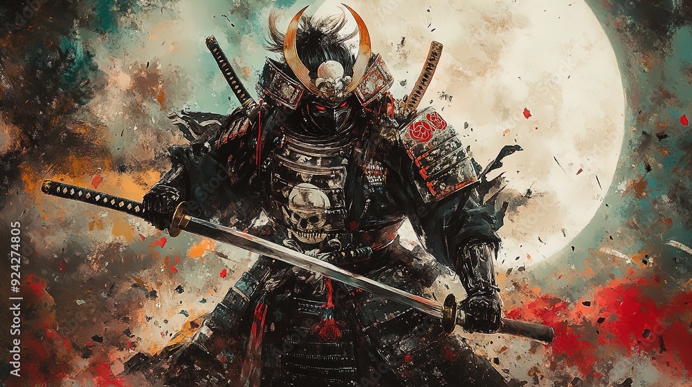 Epic Samurai Warrior in Heavy Armor: Stunning Poster Art for Sports ...