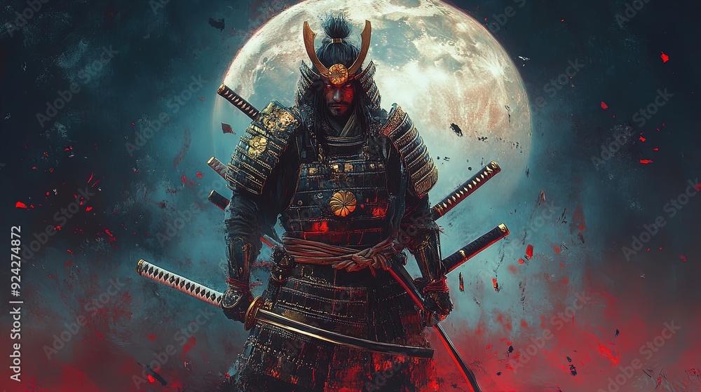 Epic Samurai Warrior in Heavy Armor: Stunning Poster Art for Sports ...