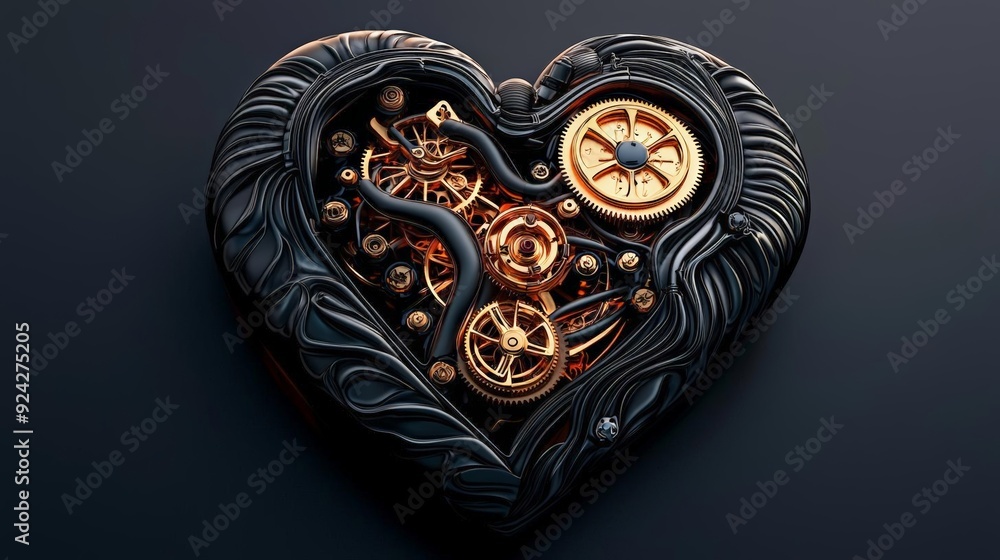 Craft a 3D model of a steampunk inspired clockwork heart , ultra sharp ...