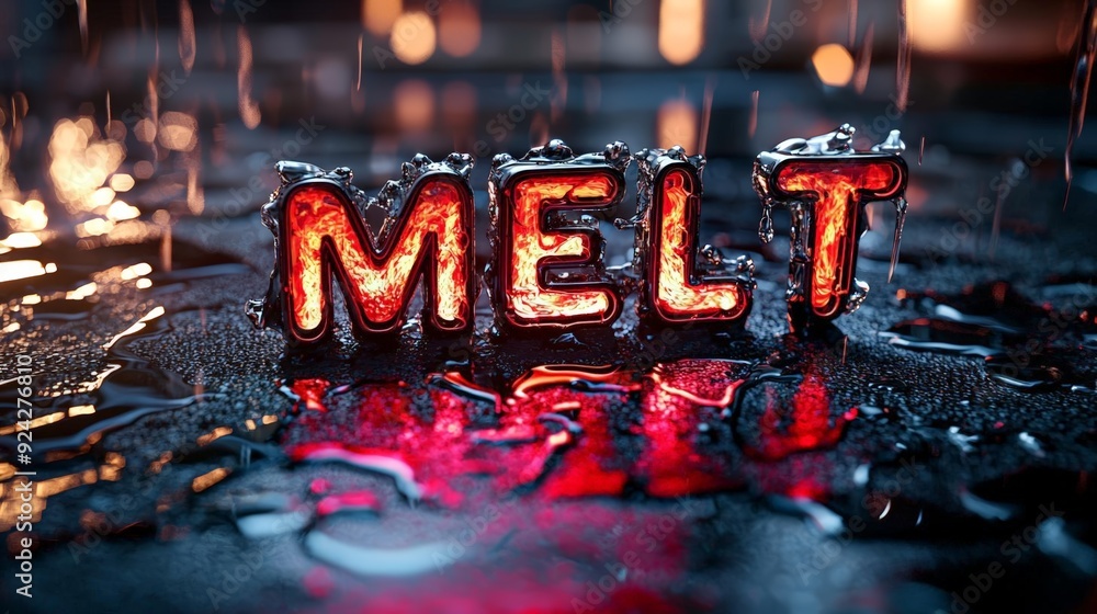 Generate a liquid 3D text effect for "MELT" appearing to drip like ...
