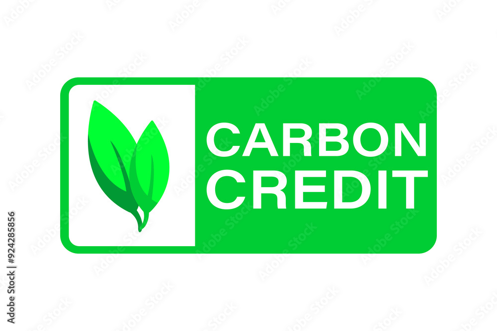 Environmentally conscious labels in green with Carbon Credit text and a ...
