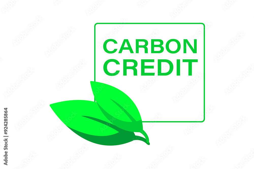 Environmentally conscious labels in green with Carbon Credit text and a ...