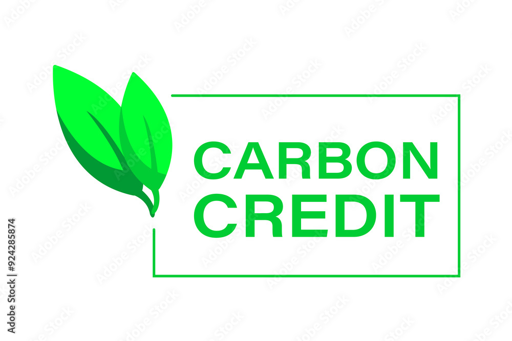 Environmentally conscious labels in green with Carbon Credit text and a ...