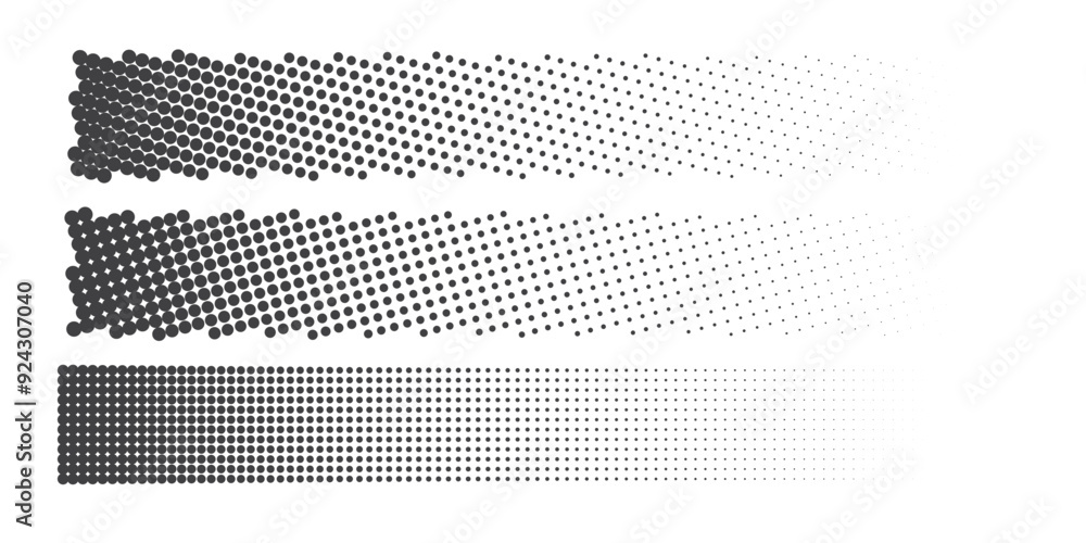 Set of halftone dots gradient pattern texture isolated on white ...
