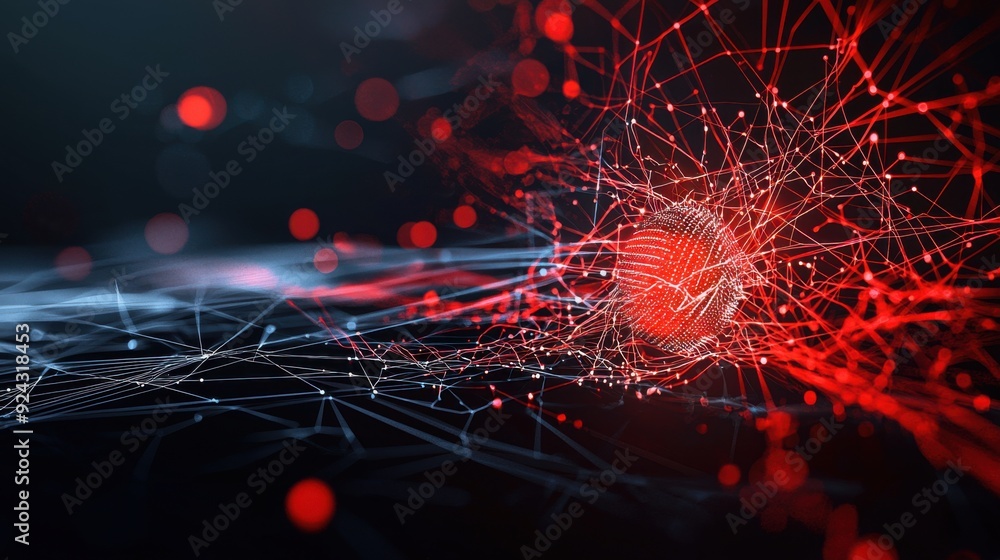 An abstract representation of adware infiltrating a digital network ...