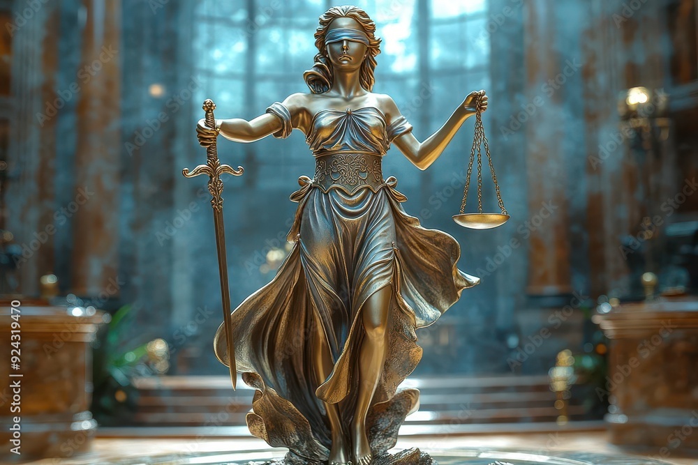 lady justice statue breaking free from fabric constraints scales and ...