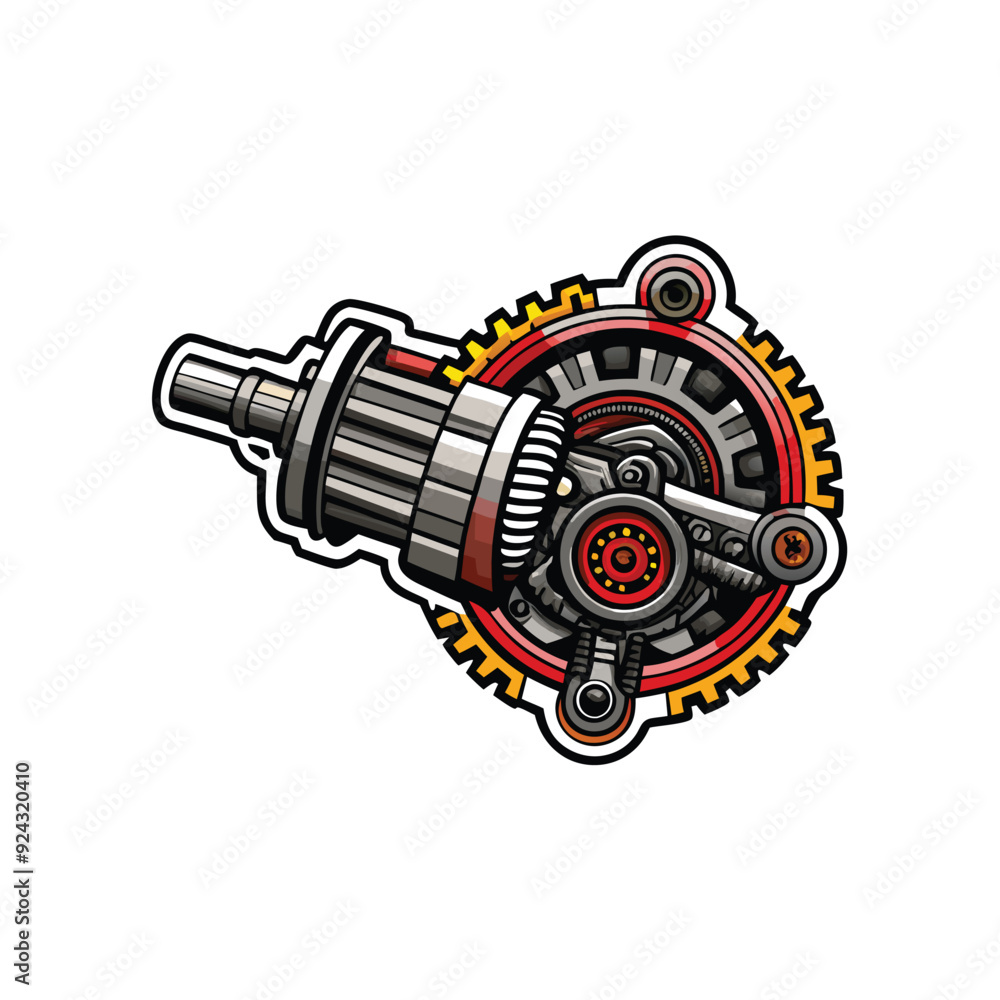 Generate a schematic vector diagram of a motorcycle gearbox with 8 ...