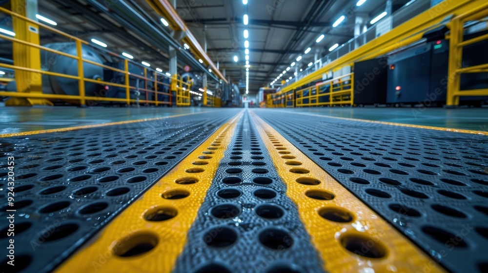 Reducing slips in factory, anti-slip mats, wet floor caution, safety ...