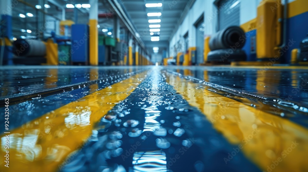 Reducing slips in factory, anti-slip mats, wet floor caution, safety ...