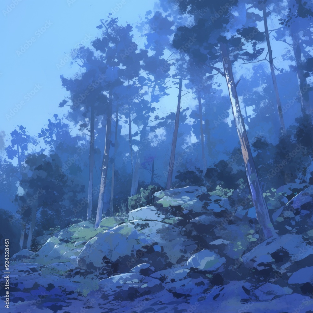 Enchanting Anime-Style Forest Village in Autumn: Dreamy Misty Landscape ...
