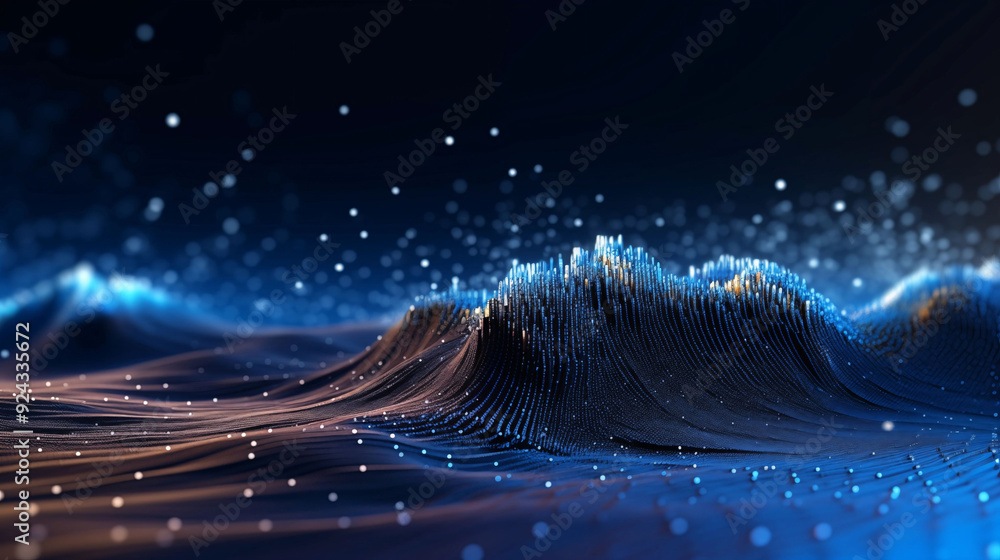 Digital background with Futuristic 3D Landscape Featuring Bright Data ...