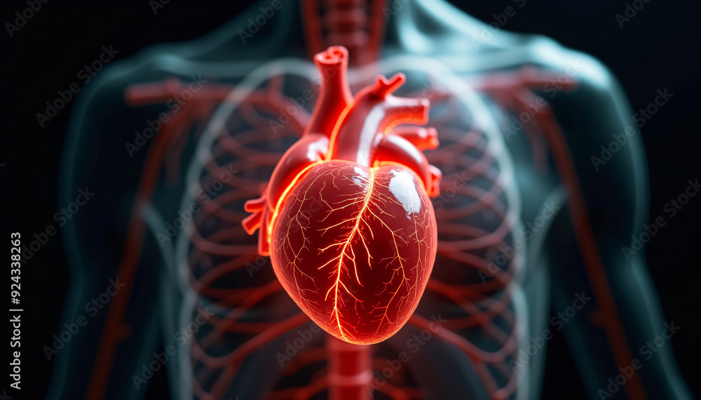Detailed Human Heart Anatomy with Vascular System Stock Illustration ...