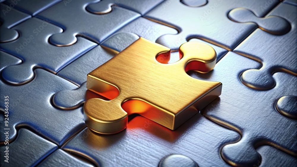 A single puzzle piece fitting perfectly into a larger puzzle ...