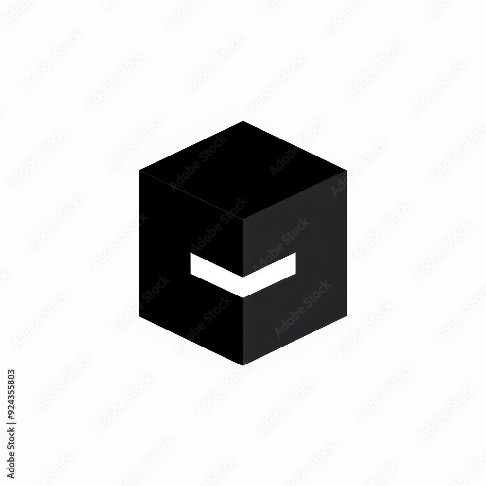 This minimalist box design features a geometric cube, illustrating ...