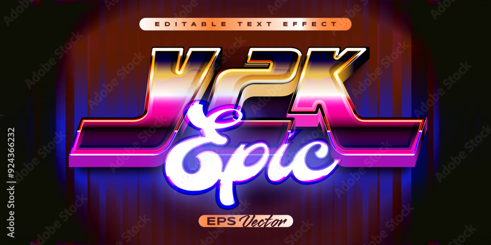 Editable Y2K retro text effect with futuristic 80s classic style epic ...