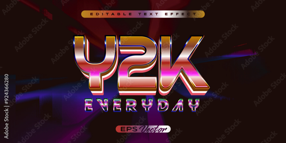 Editable Y2K retro text effect with futuristic 80s classic style ...