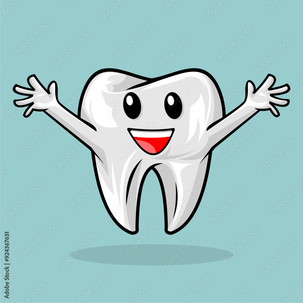 Cute little tooth smile isolated on white background, editable and ...