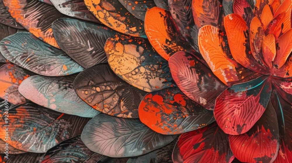 An abstract pattern of petals with a sense of depth and dimension ...