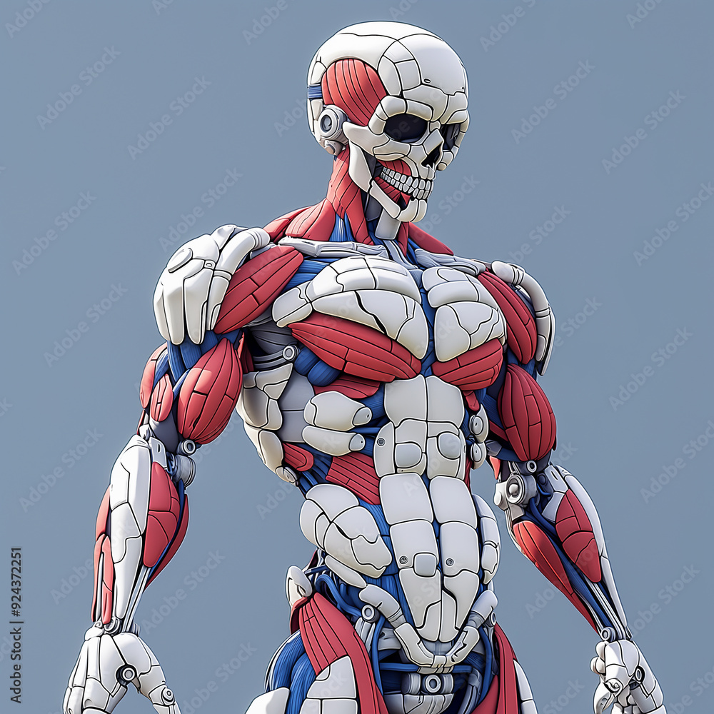 Digital sculpture of the human muscular system. The intricate network ...