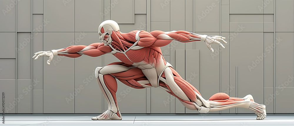 Digital sculpture of the human muscular system. The intricate network ...