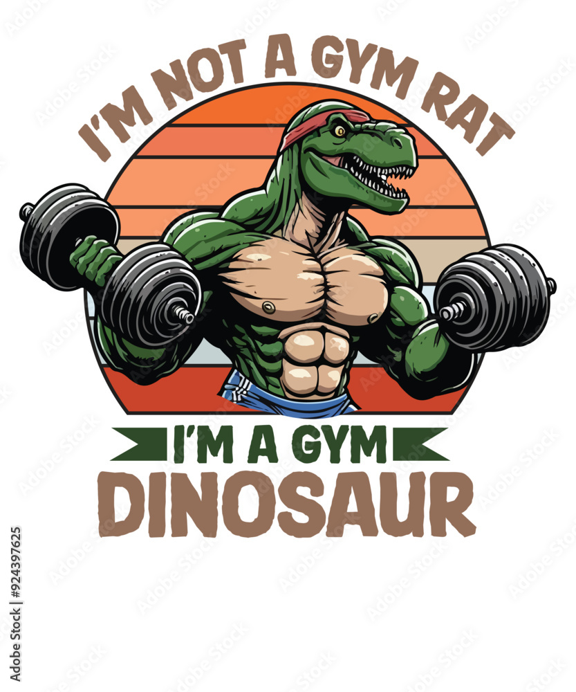 I’m not a gym rat I’m a gym dinosaur funny T-rex gym T-shirt design ...