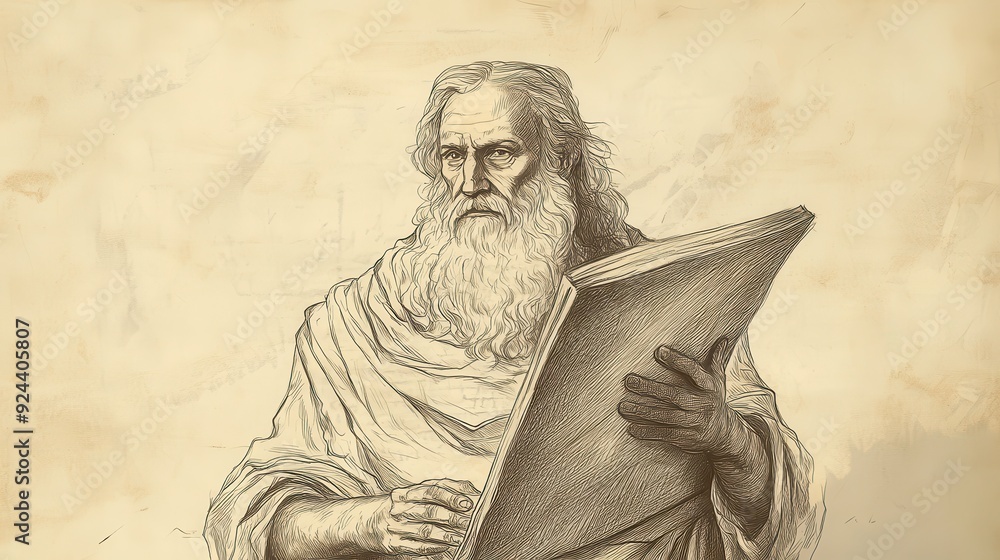 Deuteronomy's Command: Moses holding scroll, instructing to destroy ...