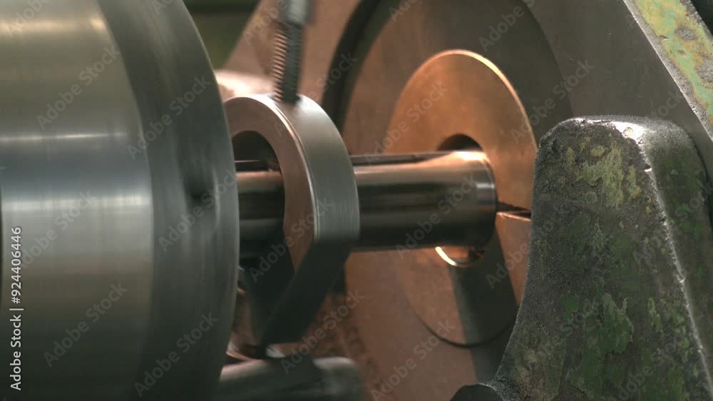 Close up hand heavy industrial worker is working on metal work factory ...