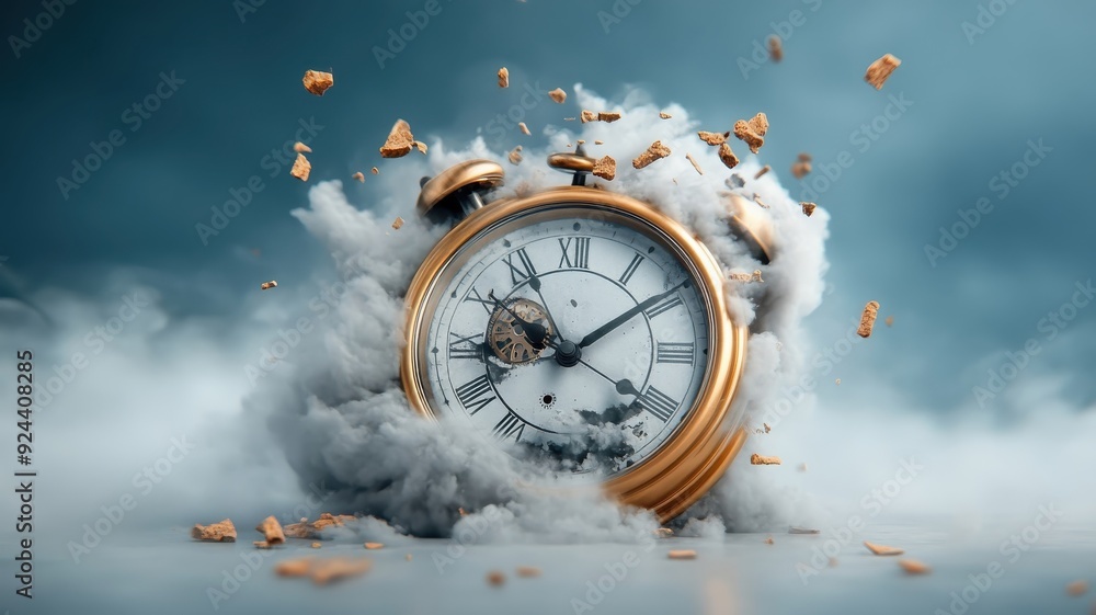 Photo & Art Print Surreal vision of melting clock tower with distorted ...