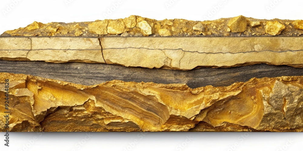 Geological cross-section showing gold ore body near fault , Mining ...