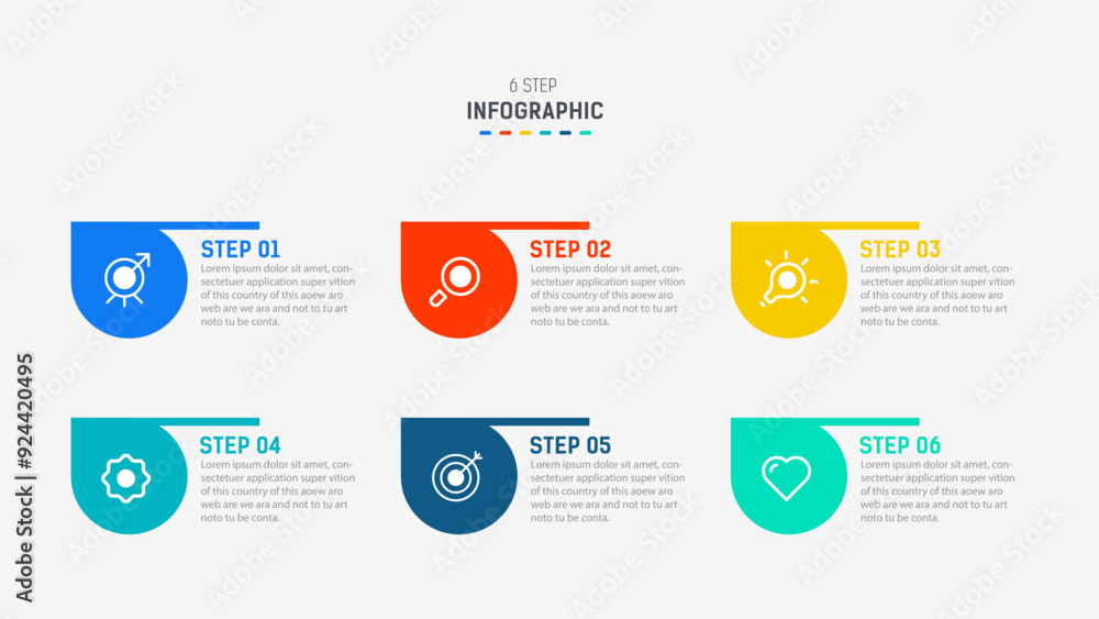 Business infographics design for Six Step, option, parts or process ...