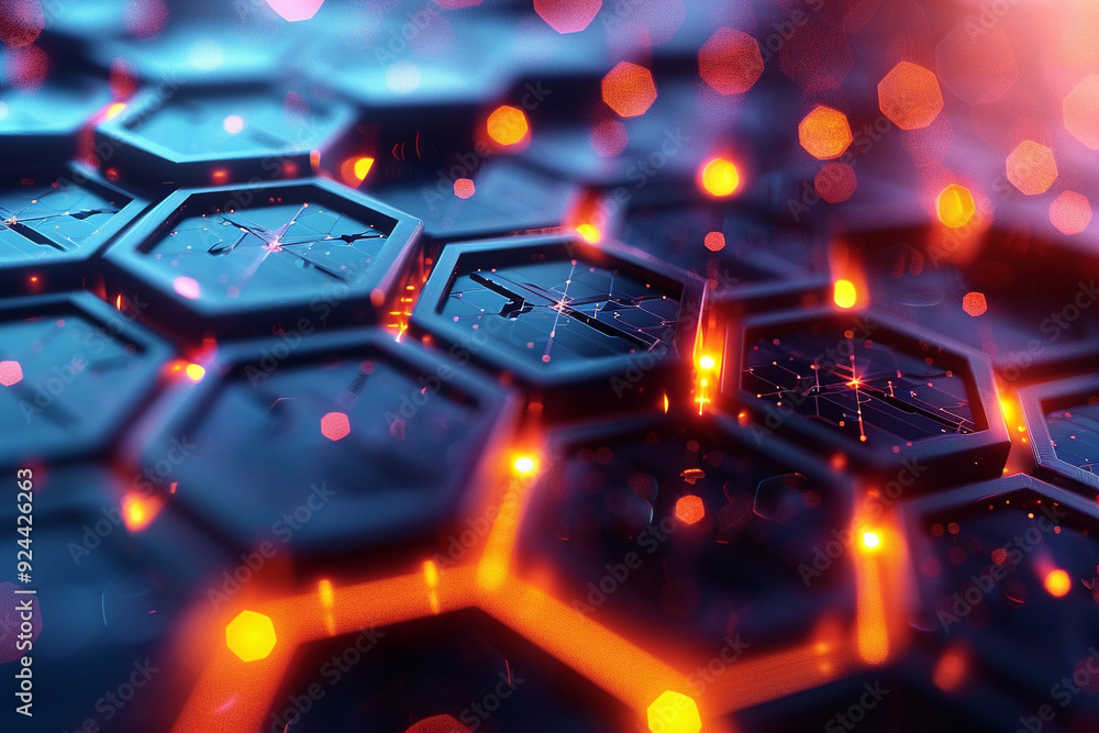 abstract technology background features a mesmerizing hex geometry ...