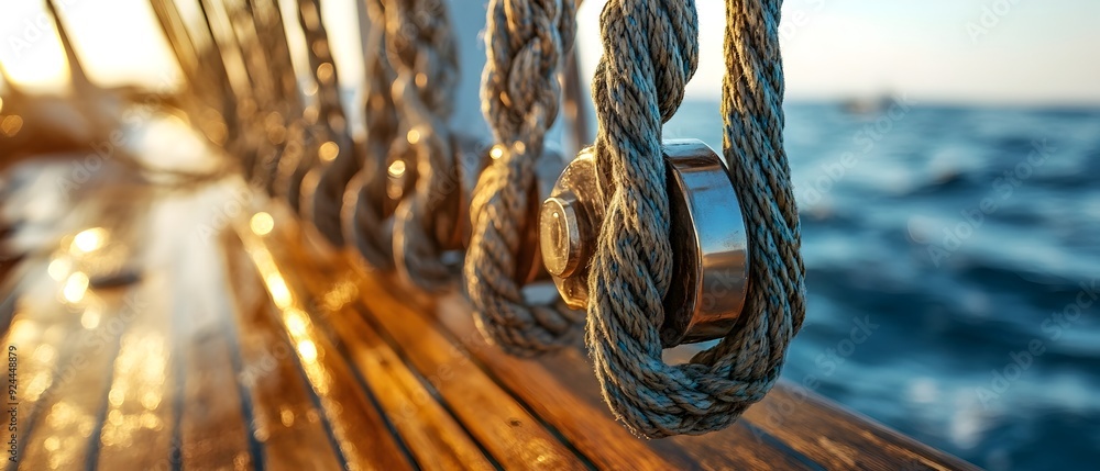 Detailed closeup view of vintage weathered marine hardware components ...