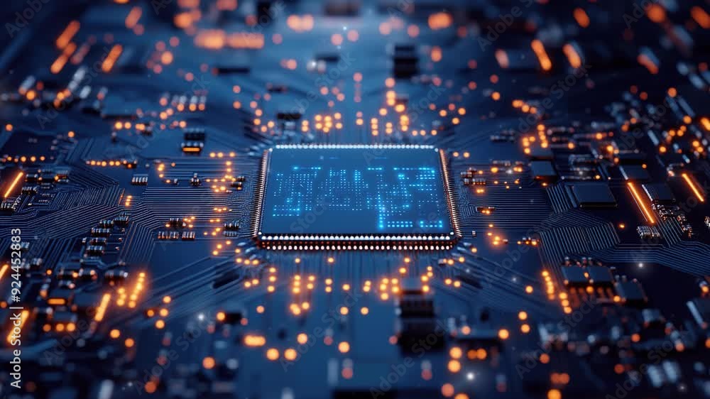 Abstract blue circuit board background. Abstract technology background ...