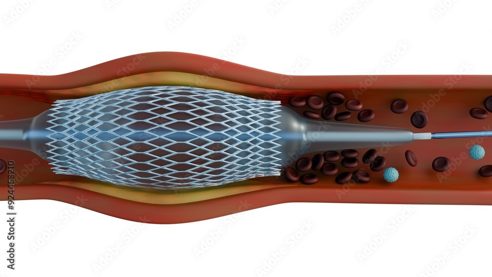 A 3D rendering of a stent inside a blood capillary can visualize the ...