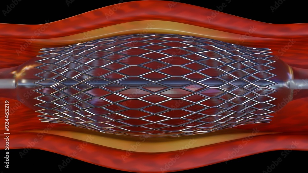 A 3D rendering of a stent inside a blood capillary can visualize the ...