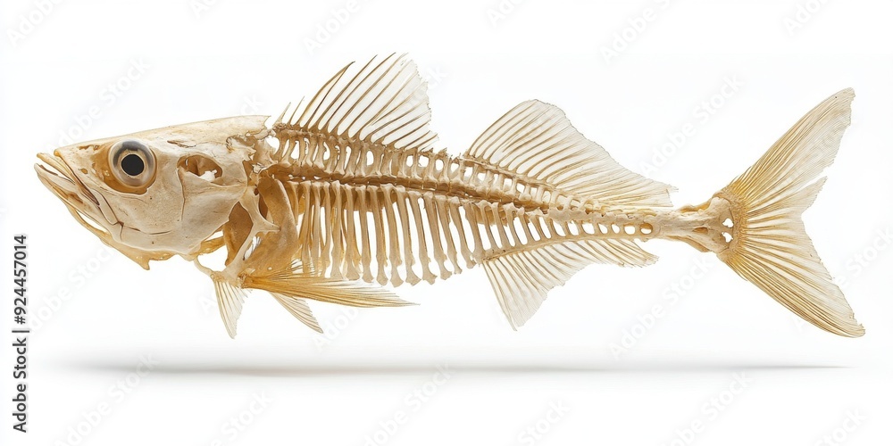 Anatomical Elegance: The Detailed Dissection of a Fish Skeleton Laid ...