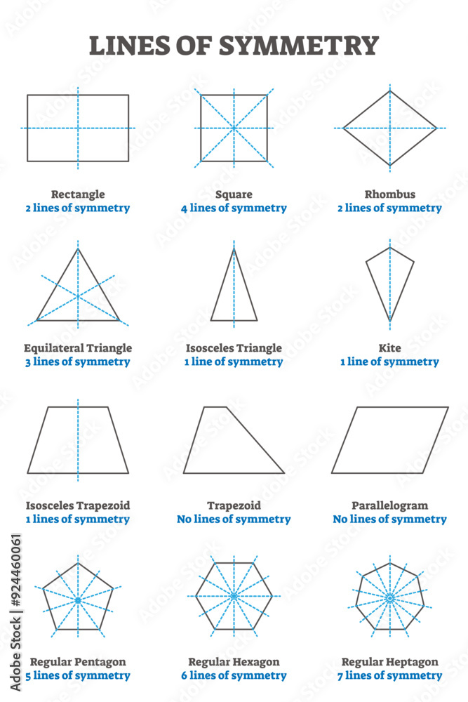 Lines of symmetry guide, illustration collection, transparent ...